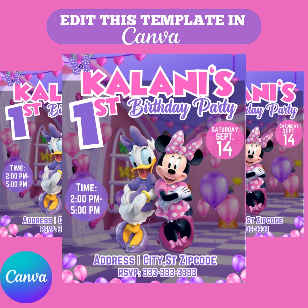 Minnie Mouse Party Invitation, Minnie Mouse Digital Invitation, Minnie ...